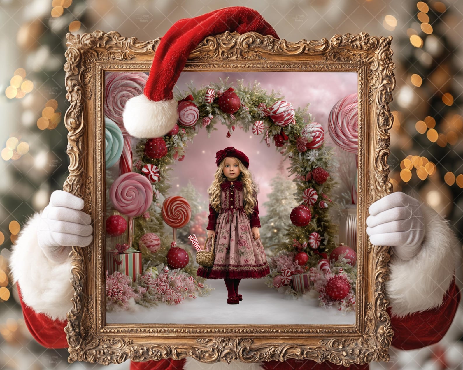 Santa Photo Frame Digital Backdrop, Santa Holding an 'insert-your-own ...