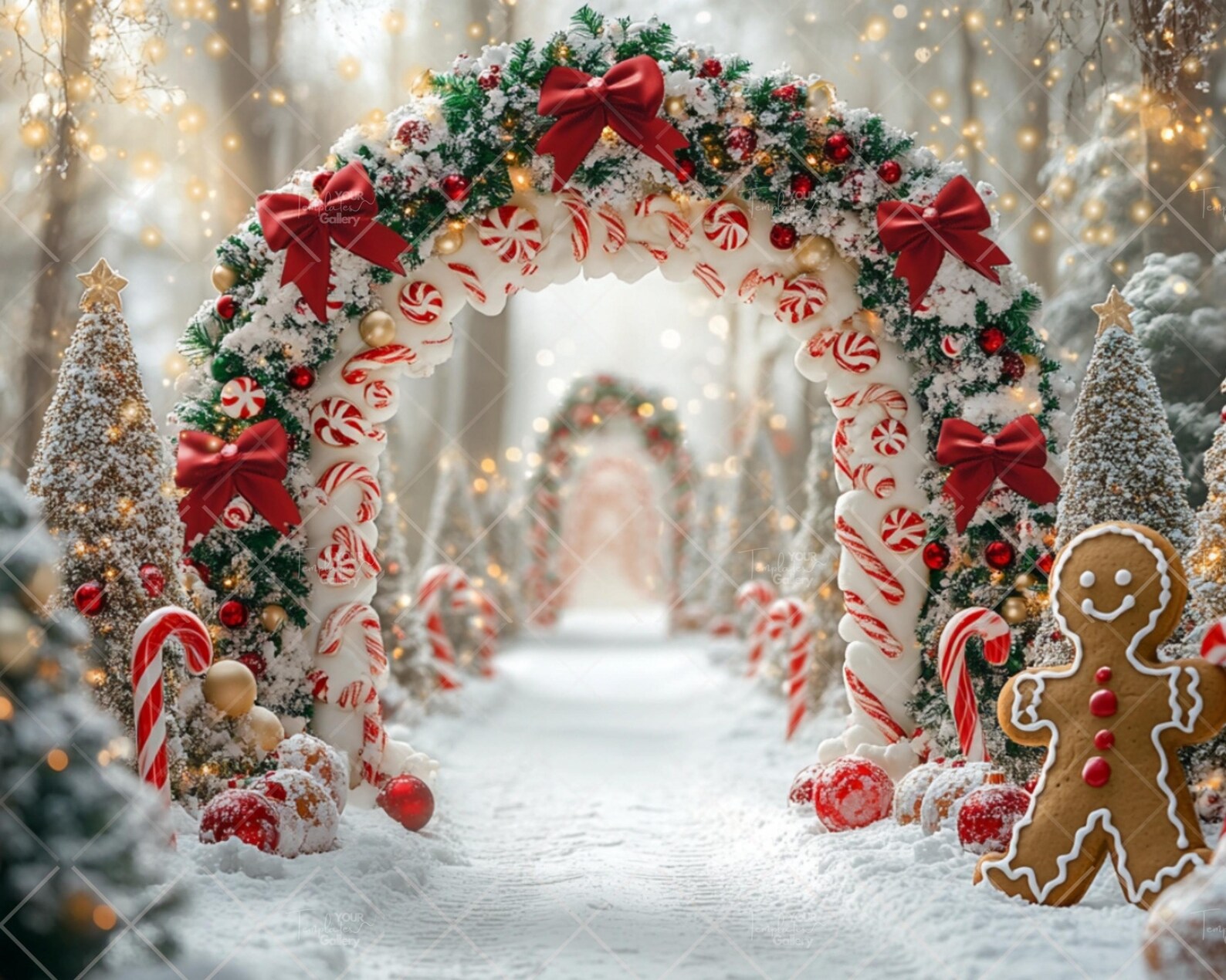 Candyland Arch Digital Backdrop, Holiday Creative Composite, Candy Cane ...