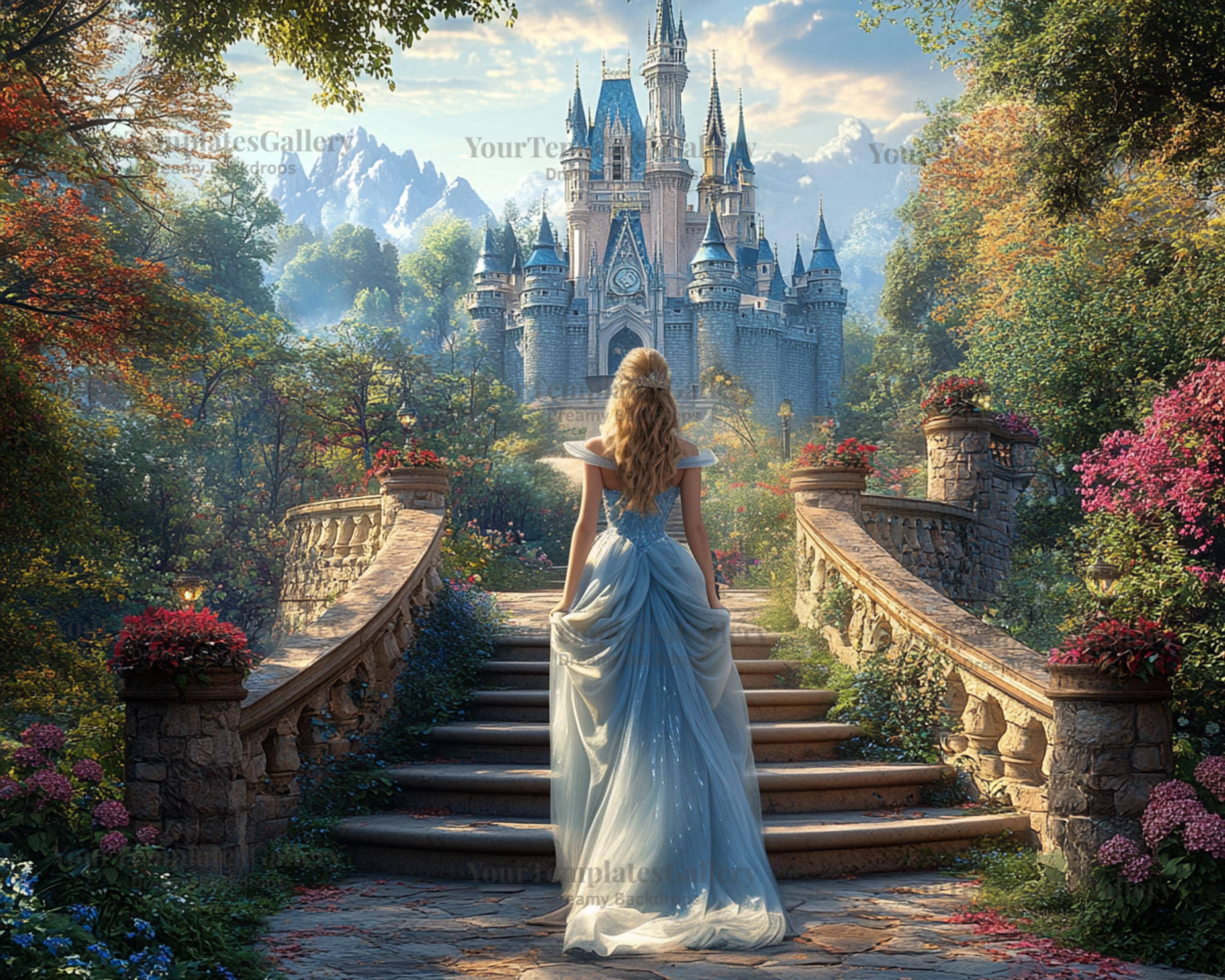 Cinderella Staircase Backdrop, Magical Castle, Princess Digital ...