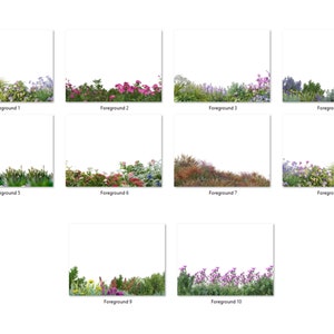 10 Flower Meadows Overlays, Foreground PNG Digital Overlays, Spring ...