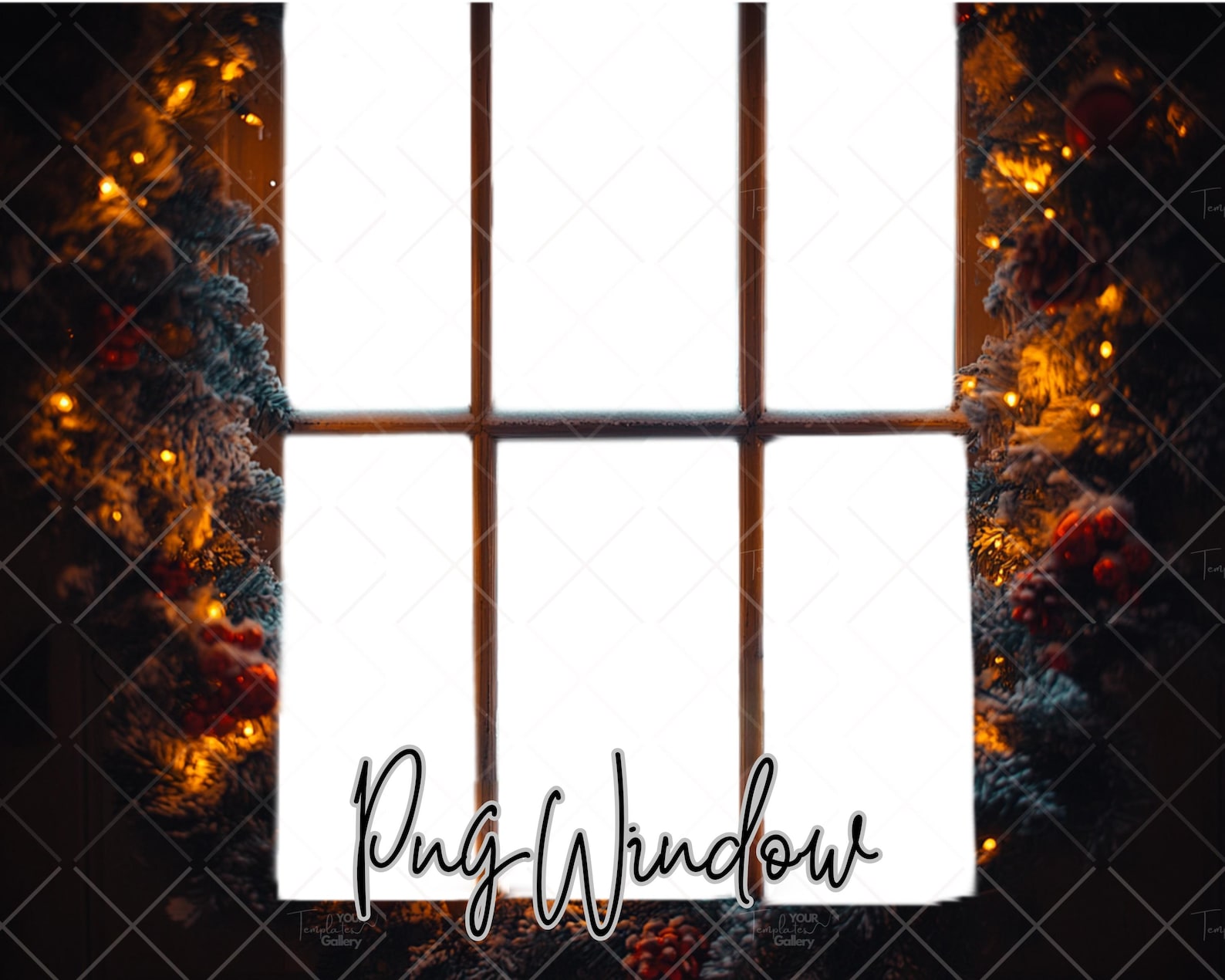 Snowy Window Photoshop Backdrop PNG, Christmas Window Digital Overlay ...