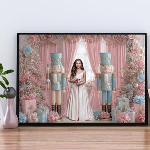 Pink Nutcracker Christmas Backdrop | Winter Wonderland Photo Background ...