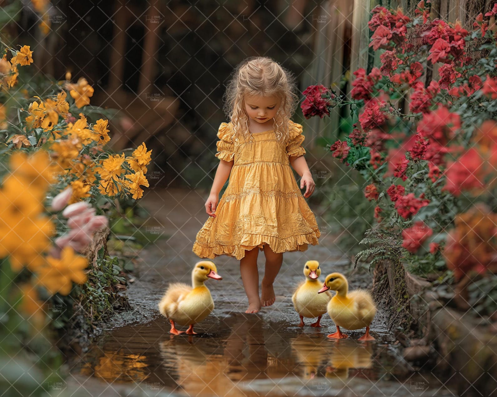 Spring Ducklings Stream Digital Backdrop, Creek, Easter, Blooms, Field ...