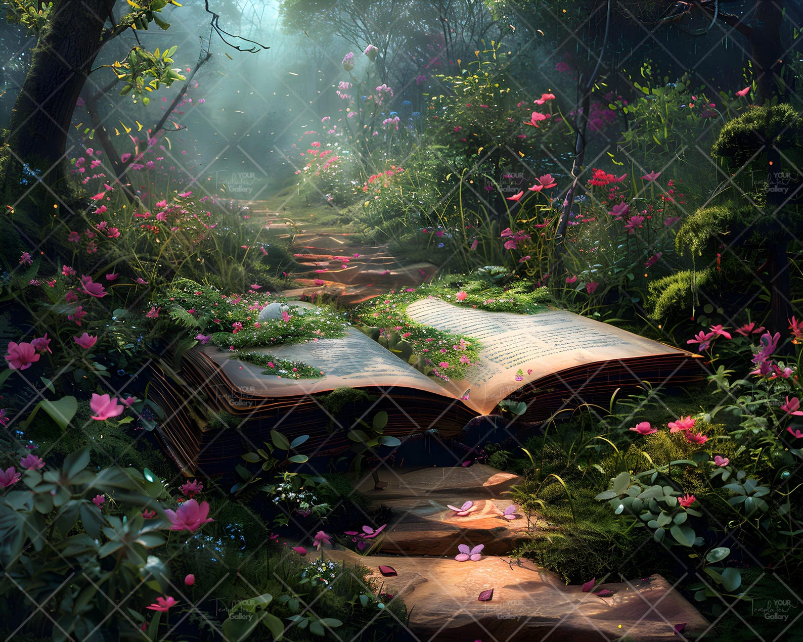 Enchanted Book in Forest, Fairytale Book Digital Backdrop, Princess ...