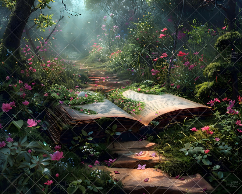 Enchanted Book in Forest, Fairytale Book Digital Backdrop, Princess ...
