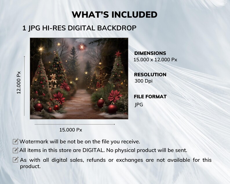 Christmas Pathway Digital Backdrop | Red Ornament Forest Background ...