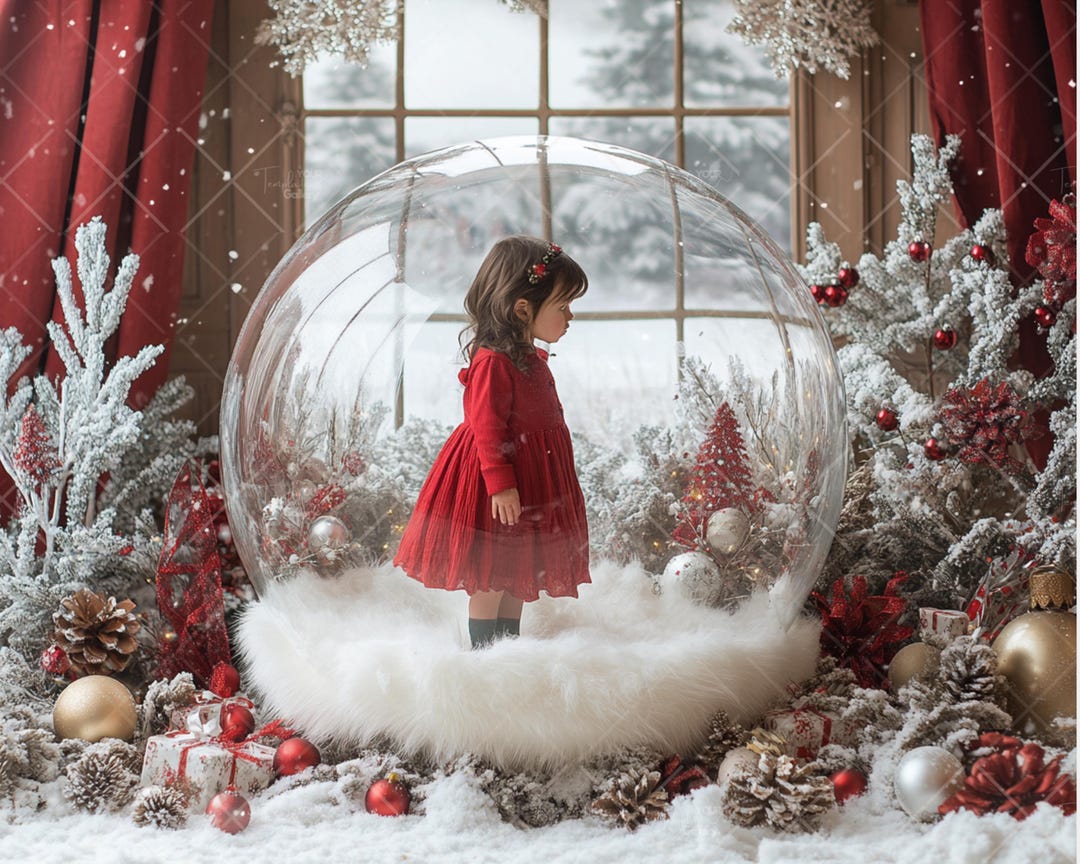 Christmas Digital Backdrop Photography, Christmas Snow Globe Digital ...