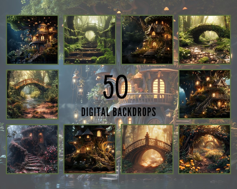 50 Woodland Fairy Steps Backdrops, Enchanted Forest Digital Backgrounds ...