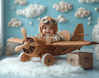 Face Insert Vintage Airplane Adventure, Newborn Digital Face Replace ...