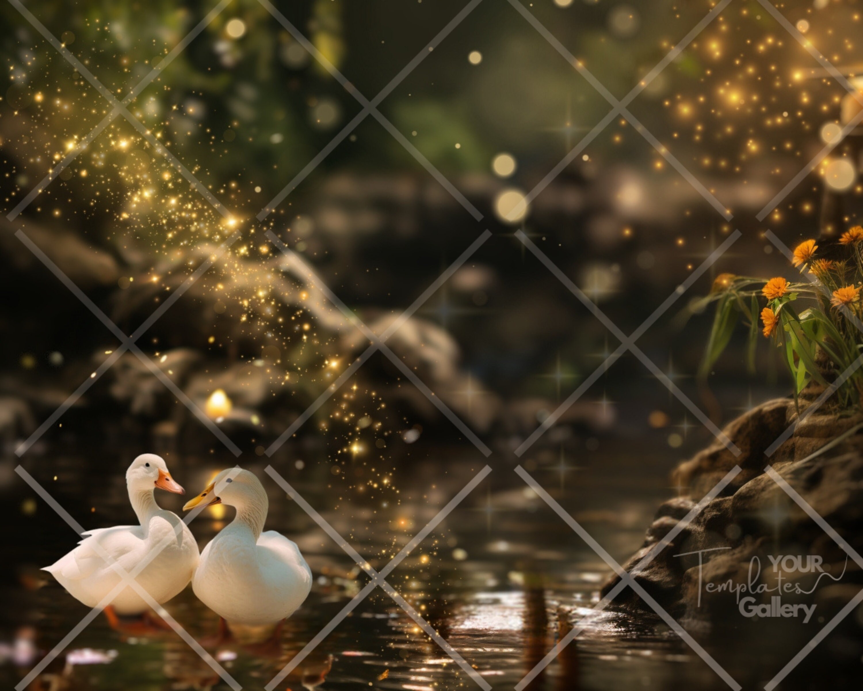 Spring Ducklings Stream Digital Backdrop, Creek, Easter, Blooms, Field ...