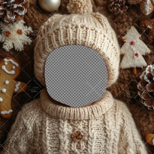 Gingerbread Newborn Face Insert, Christmas Digital Backdrop ...