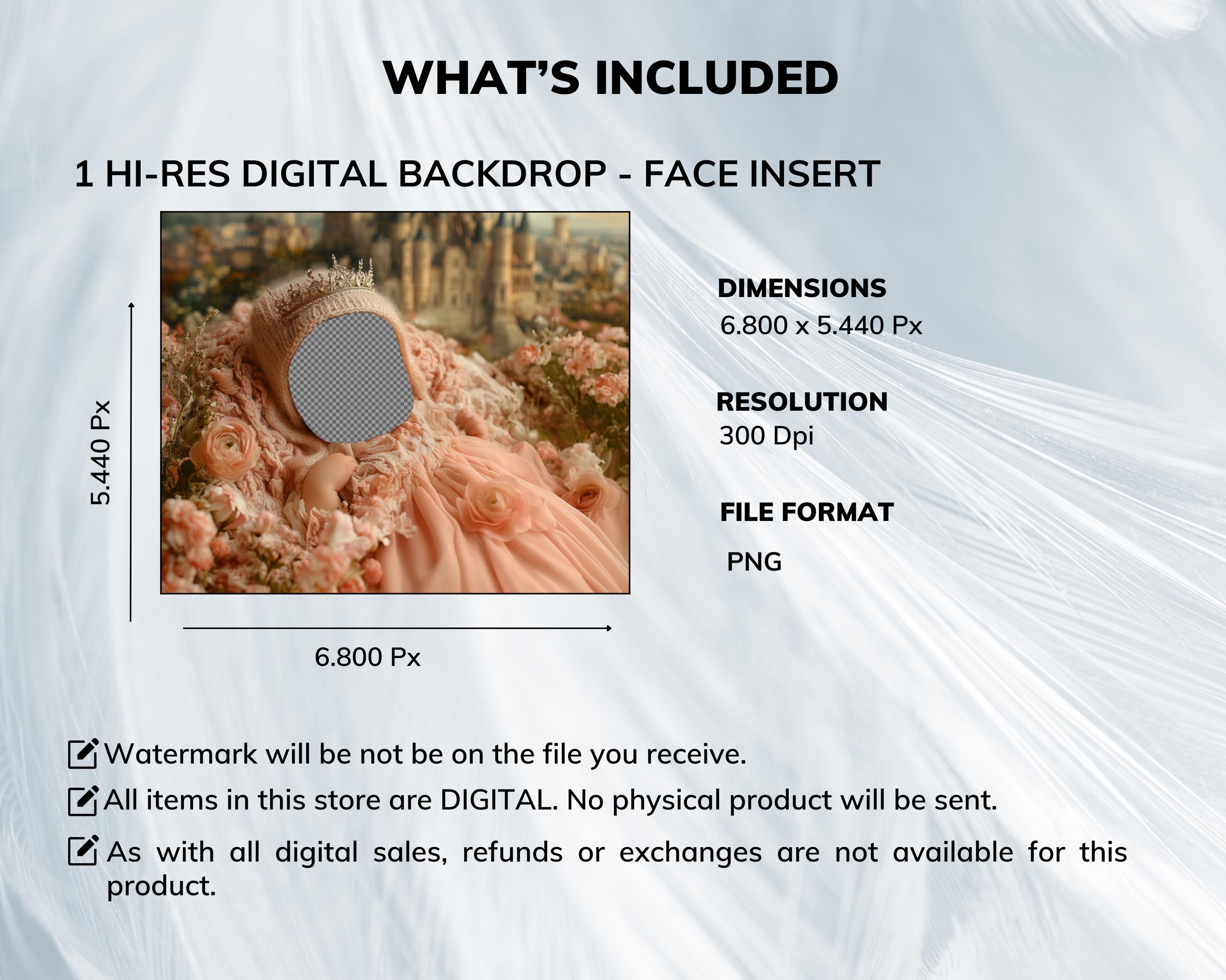 Add Face Digital Princess Backdrop, PNG Newborn Photography,face Insert ...