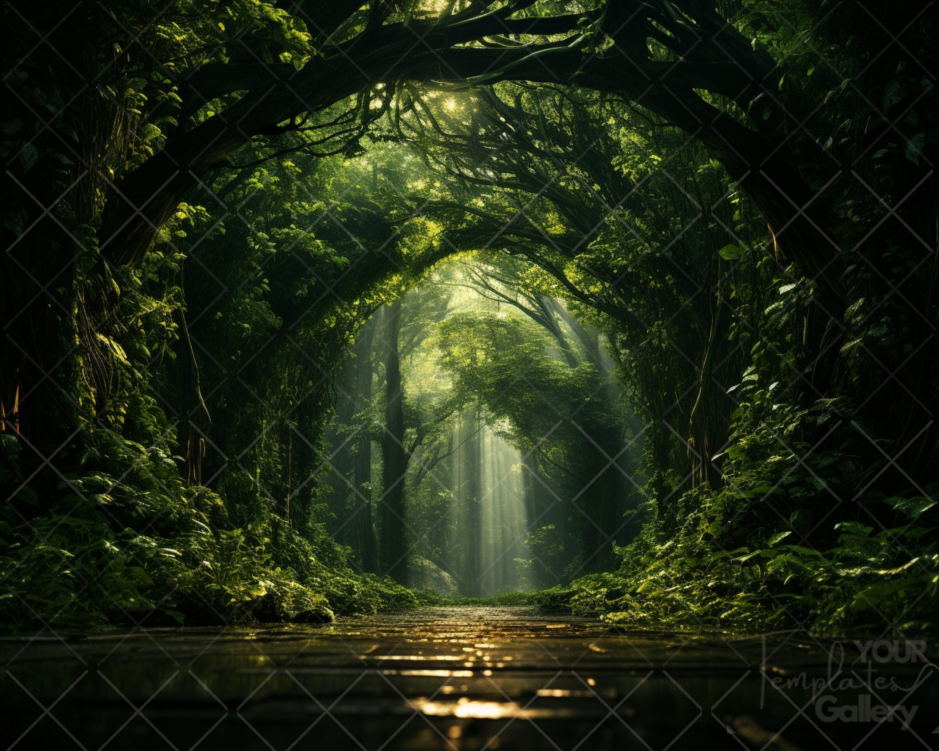 10 Enchanted Forest Digital Backdrops, Beautiful Green Summer, Magical ...