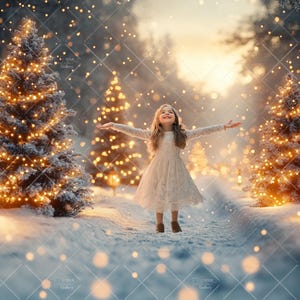 Pathway Digital Christmas Tree, Enchanted Snowy Trail Backdrop, Snowy ...