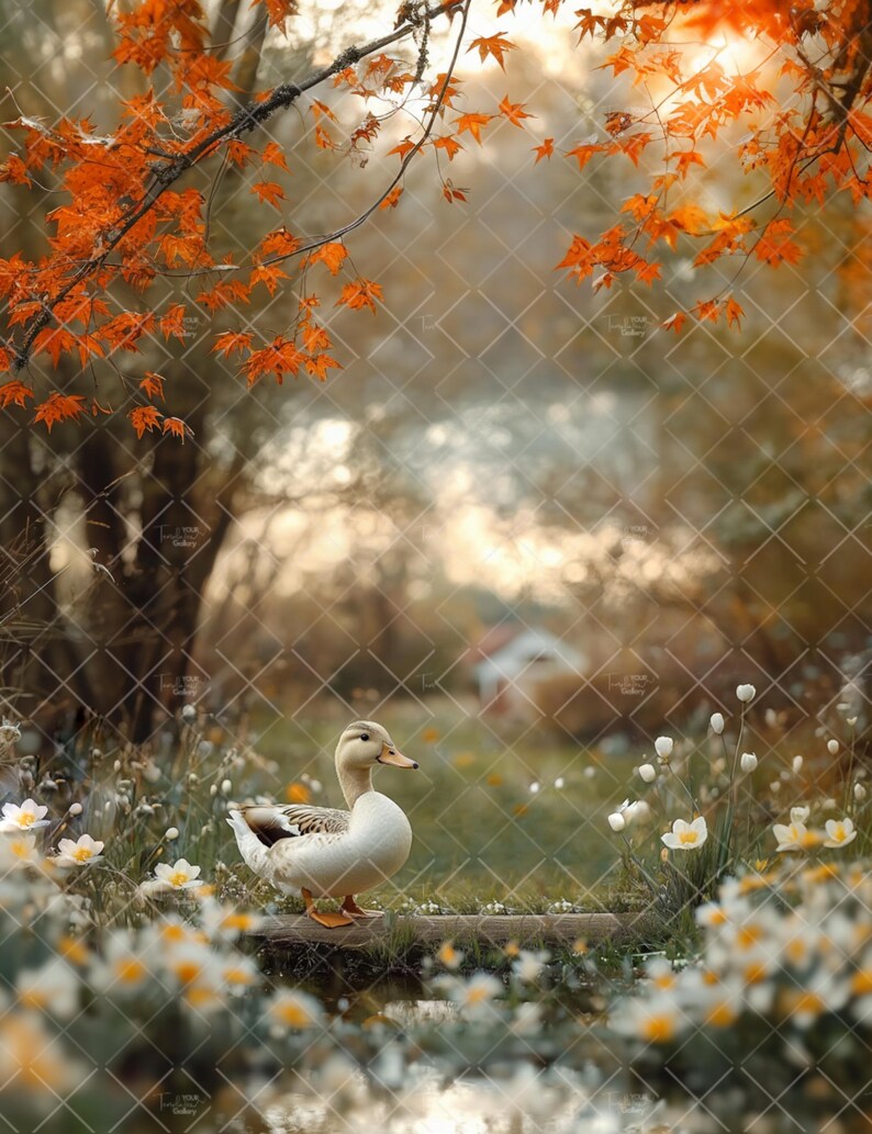 Spring Digital Backdrop Composite, Duck Pond With Flowers, Nature ...