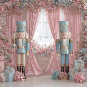 Pink Nutcracker Christmas Backdrop | Winter Wonderland Photo Background ...