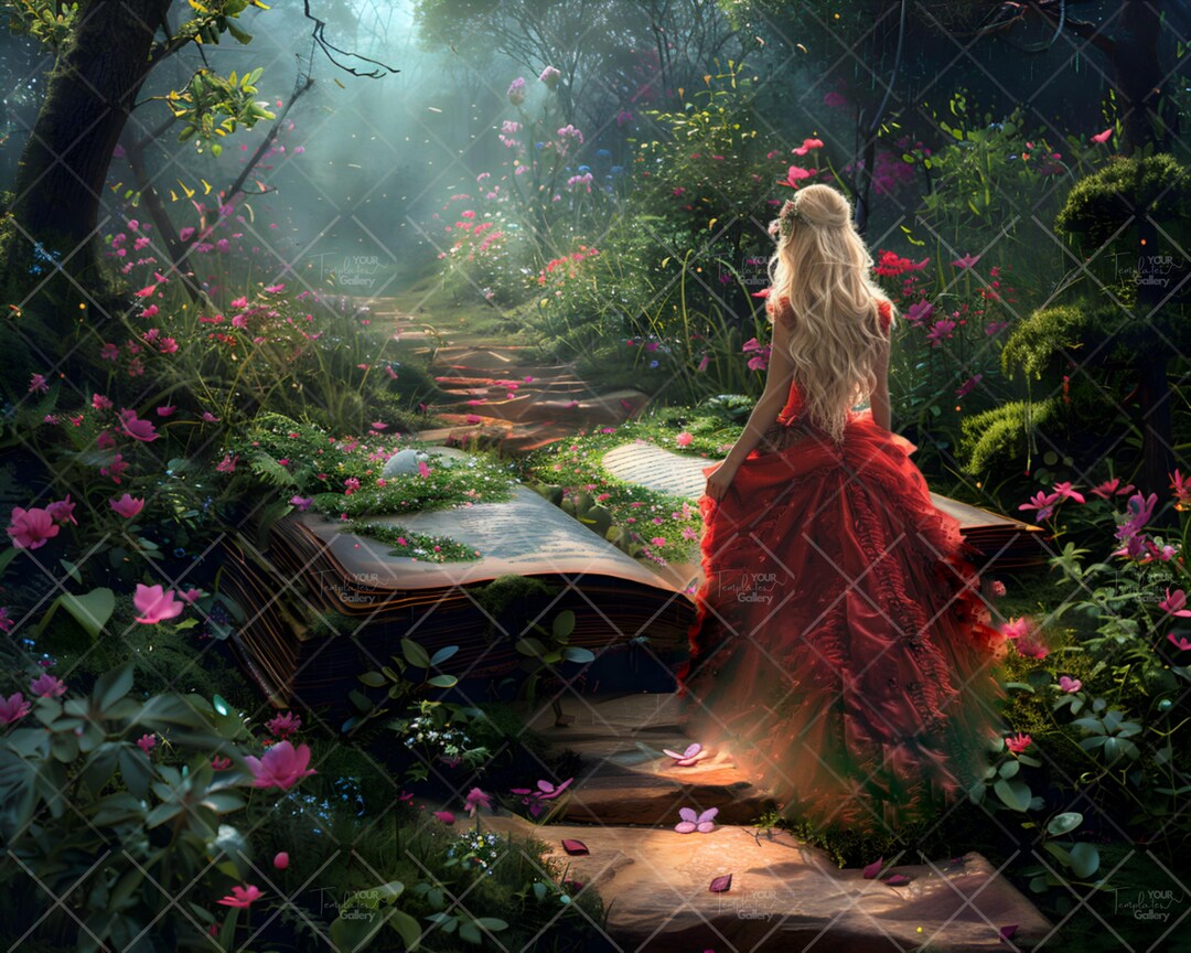 Enchanted Book in Forest, Fairytale Book Digital Backdrop, Princess ...