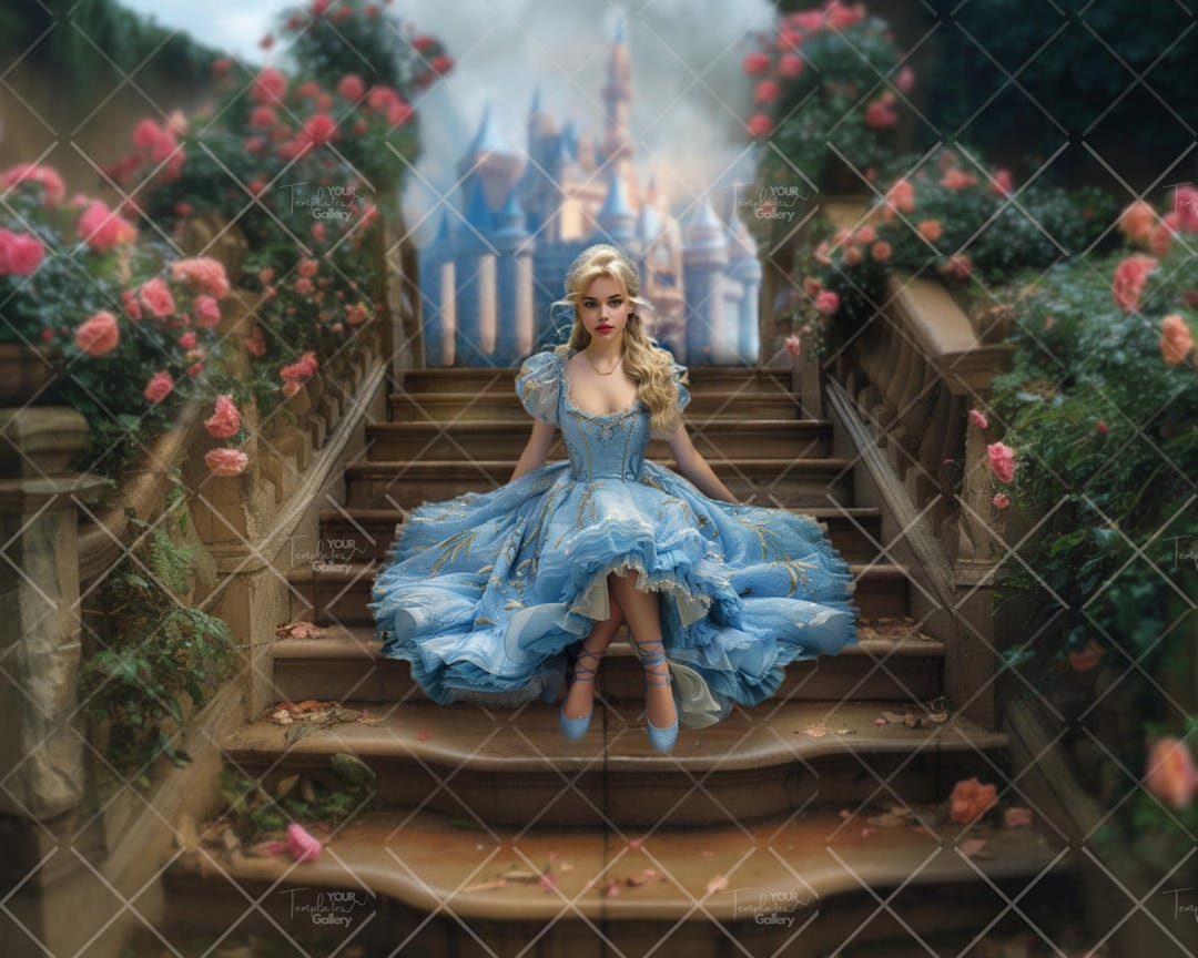 Cinderella Staircase Backdrop, Magical Castle, Princess Digital ...