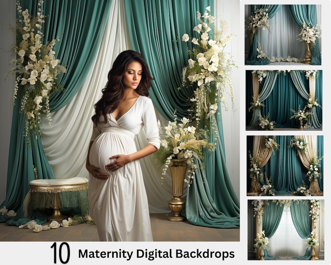 10 Green Beige Maternity Digital Backdrop, Fine Art Textures for ...
