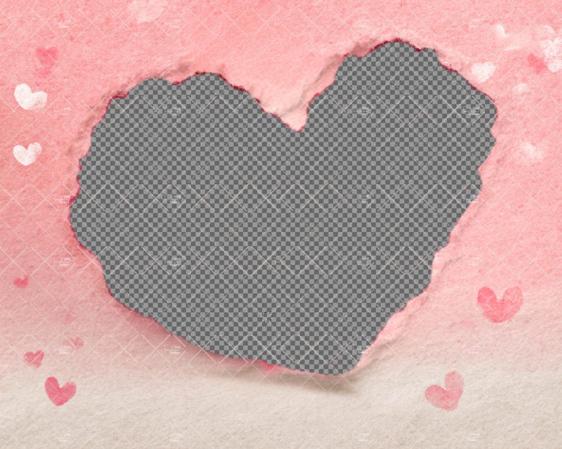 Pink Ripped Paper Heart, Valentines Day Digital Backdrop, Photo ...