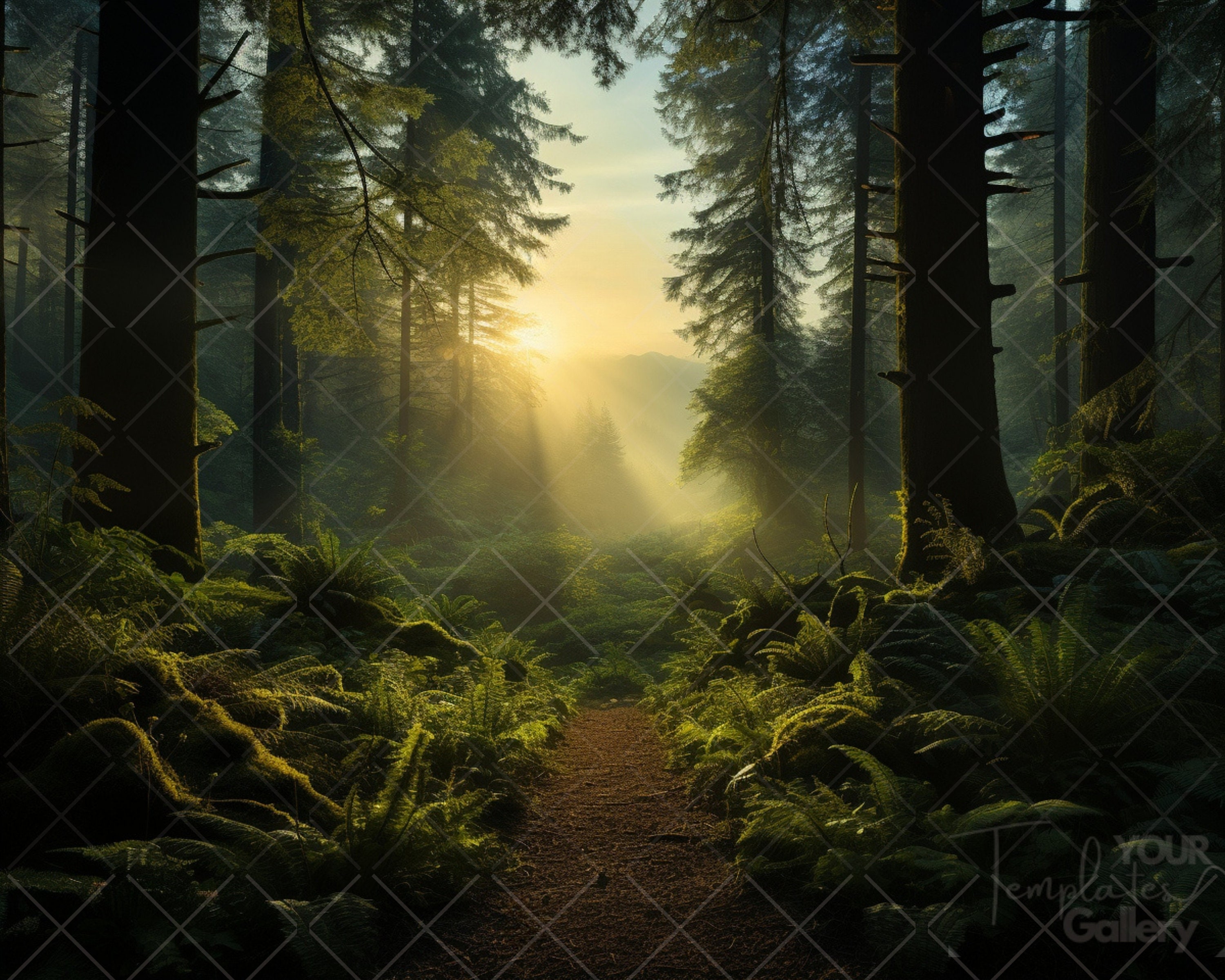 10 Enchanted Forest Digital Backdrops, Beautiful Green Summer, Magical ...