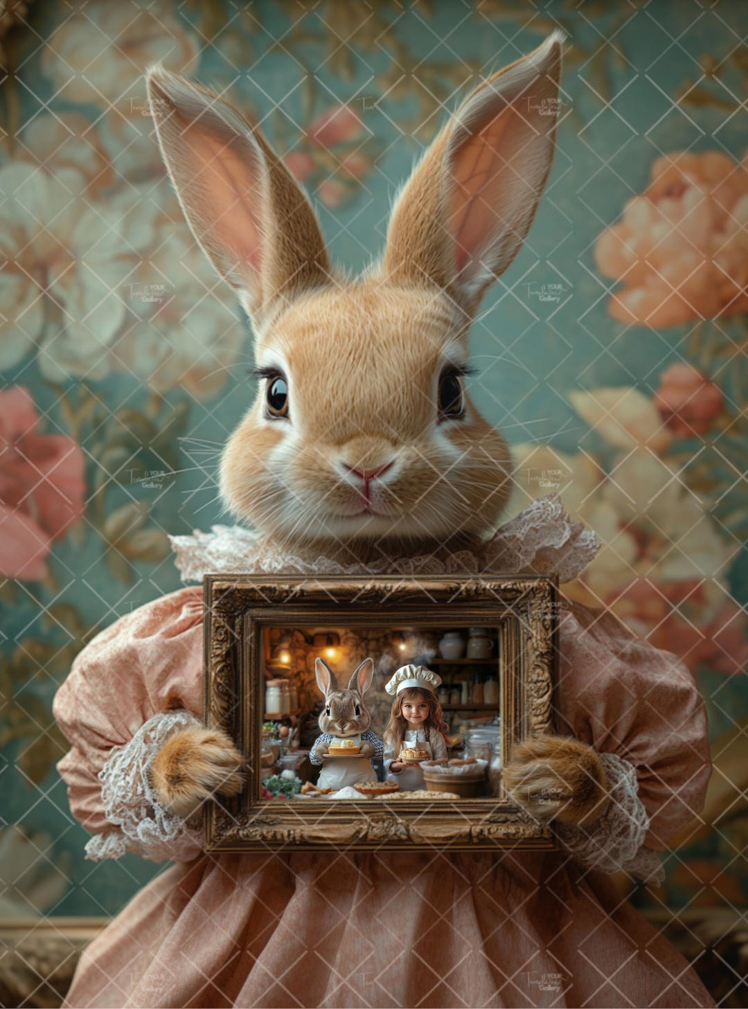 Easter Bunny Photo Frame Digital, Overlay PNG, Vintage Composite ...