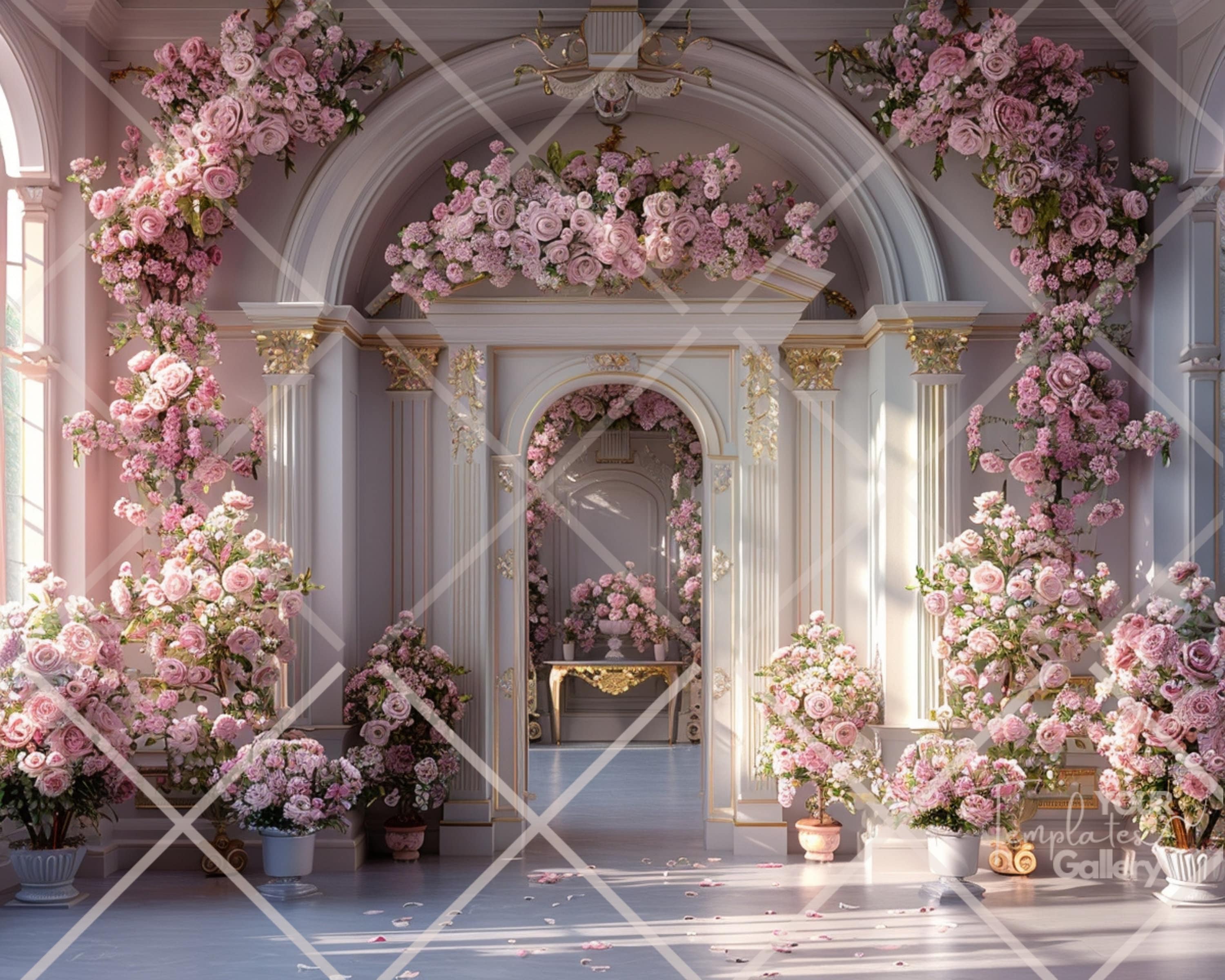 5 Pink Floral Storefront Background, Maternity Digital Backdrop ...