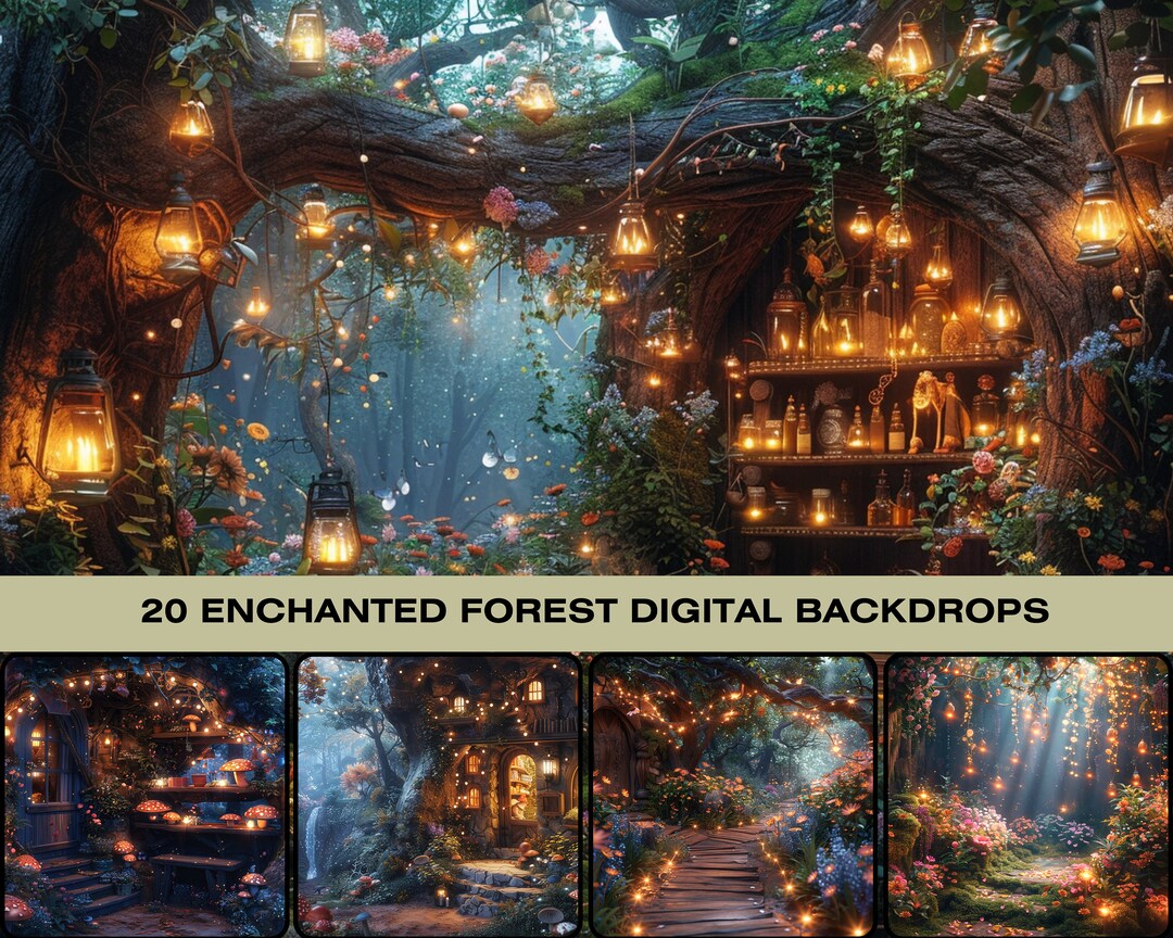20 Enchanted Fairy Digital Backdrops, Magic Forest Digital Backgrounds ...