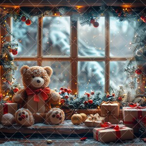Snowy Window Photoshop Overlays - PNG, Christmas Window Digital ...