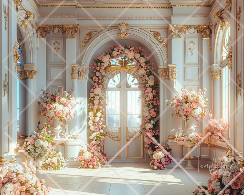 5 Pink Floral Storefront Background, Maternity Digital Backdrop ...