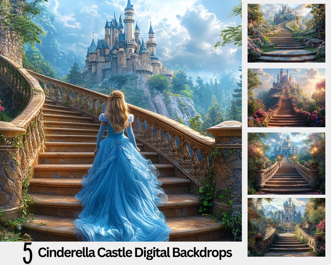 5 Cinderella Digital Backdrops, Magical Castle Background, Princess ...