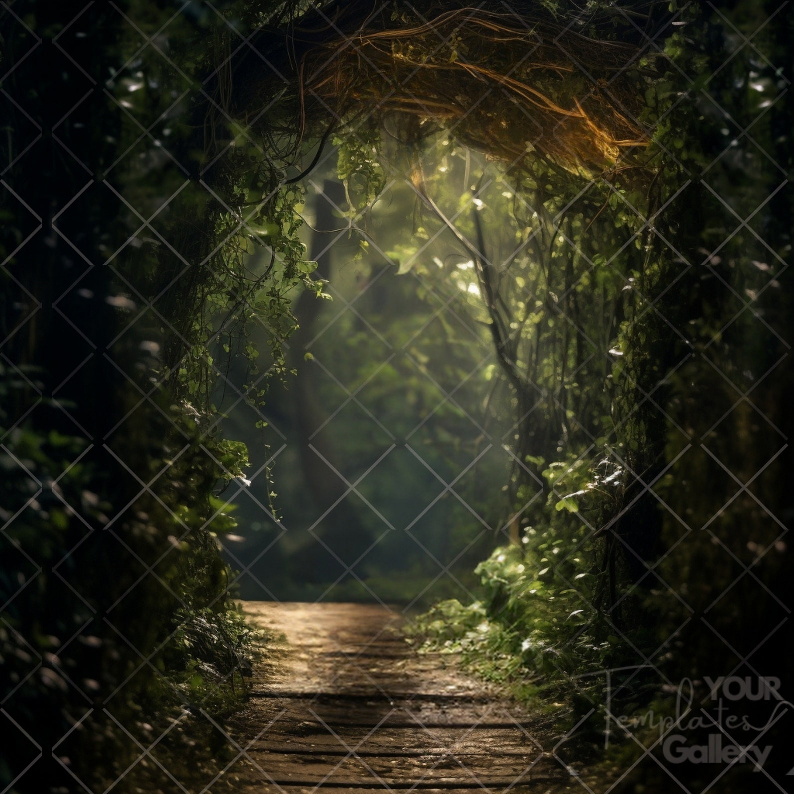 4 Beautiful Green Forest Path Digital Background, Summer Forest Digital ...