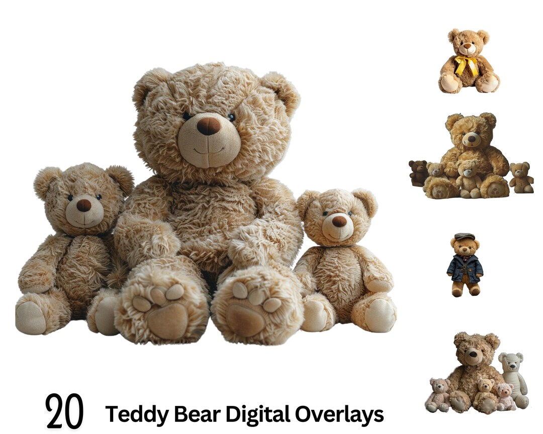 20 Teddy Bear Digital Overlays, Composite PNG, Clipart PNG, Creative ...