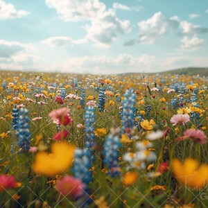 5 Summer Wildflower Field Digital Backgrounds, Spring Digital Backdrop ...