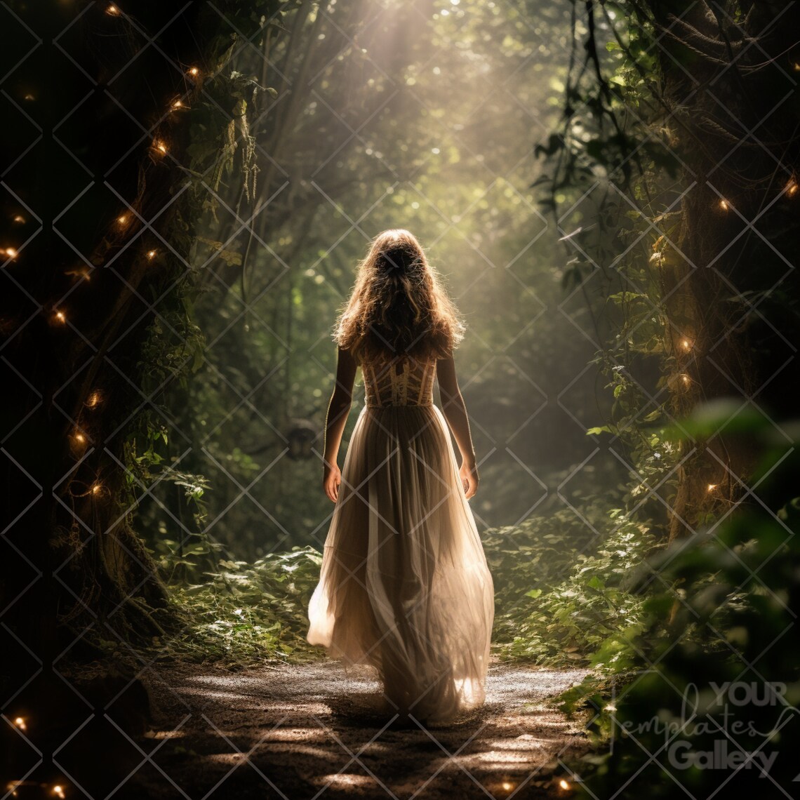 4 Beautiful Green Forest Path Digital Background, Summer Forest Digital ...