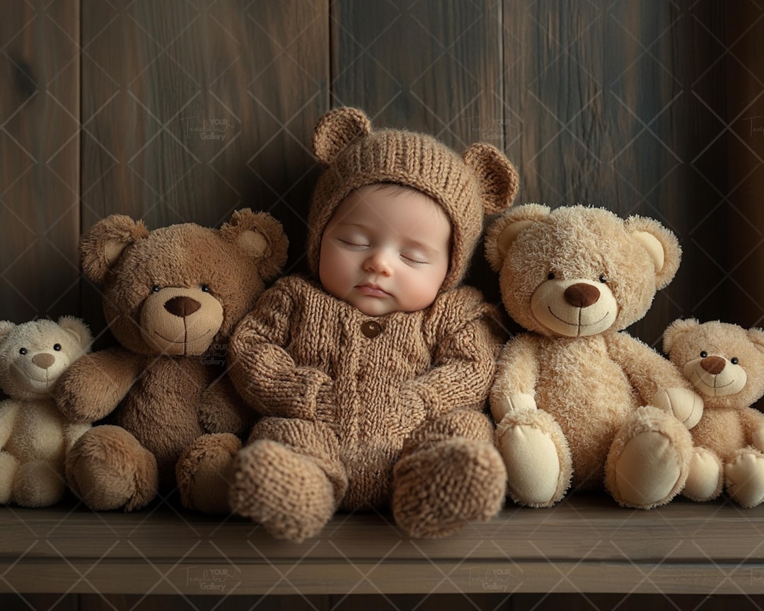 Add Face Poppet Prop, Teddy Newborn Digital Backdrop, Photography Face ...