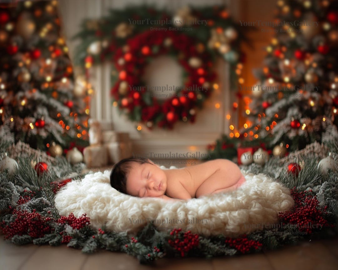Newborn Christmas Digital Backdrop, Christmas Tree, Newborn Photography ...