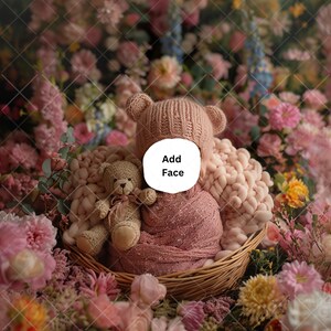 Newborn Digital Backdrop Face Insert, PNG Newborn Photography, Add Baby ...