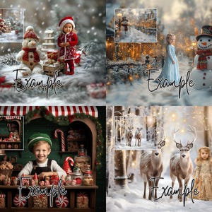 40 Christmas Digital Backdrop Bundle, Xmas Templates for Kids & Family ...