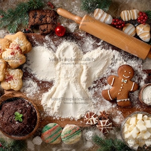 Christmas Cookie Baking Newborn Digital Backdrop, Snow Angel Cookie ...