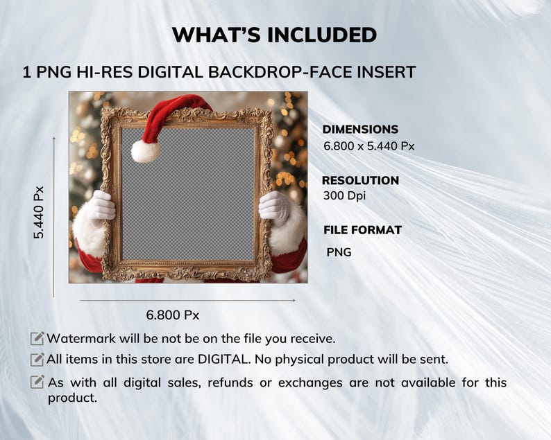 Santa Photo Frame Digital Backdrop, Santa Holding an 'insert-your-own ...