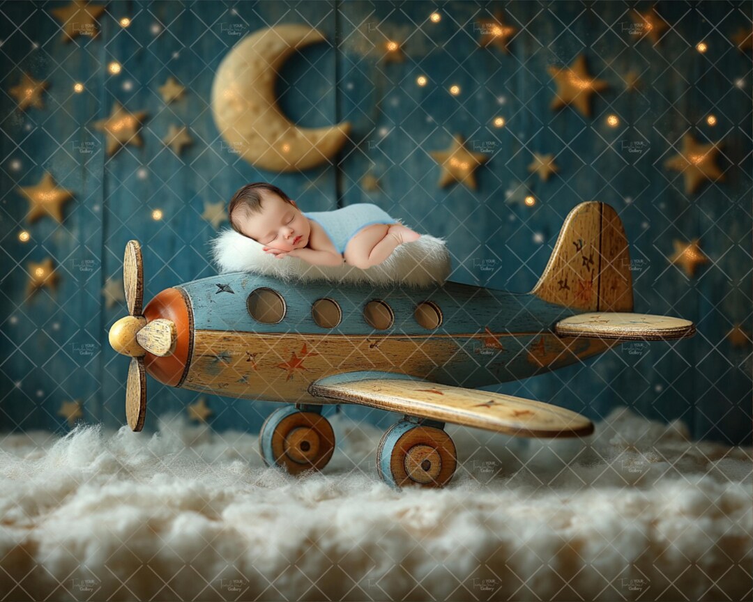 Newborn Airplane Digital Backdrop, Wooden Airplane Cradle, Photoshop ...