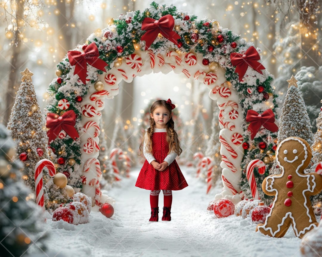 Candyland Arch Digital Backdrop, Holiday Creative Composite, Candy Cane ...