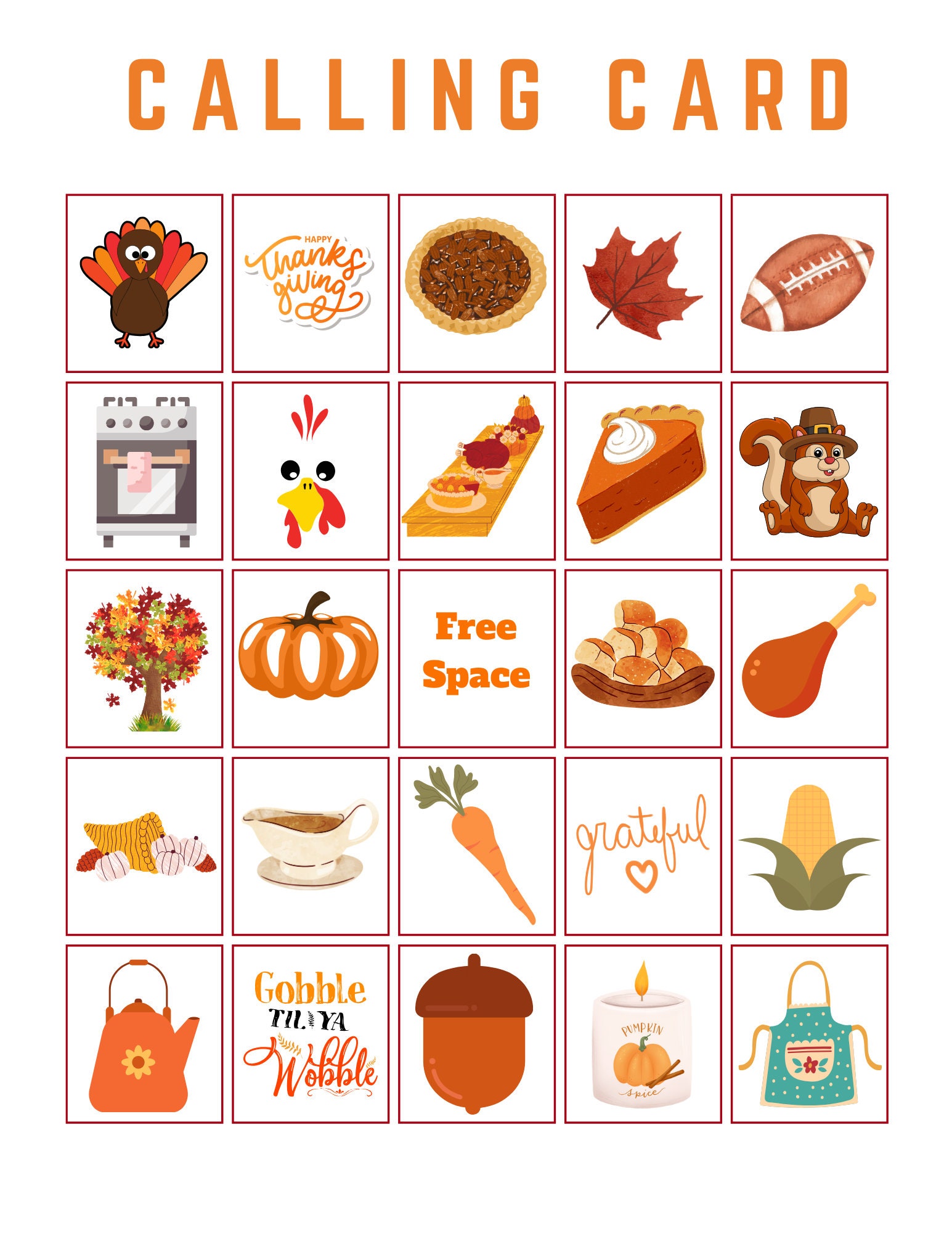 Printable Thanksgiving Bingo Thanksgiving Games Thanksgiving Dinner ...