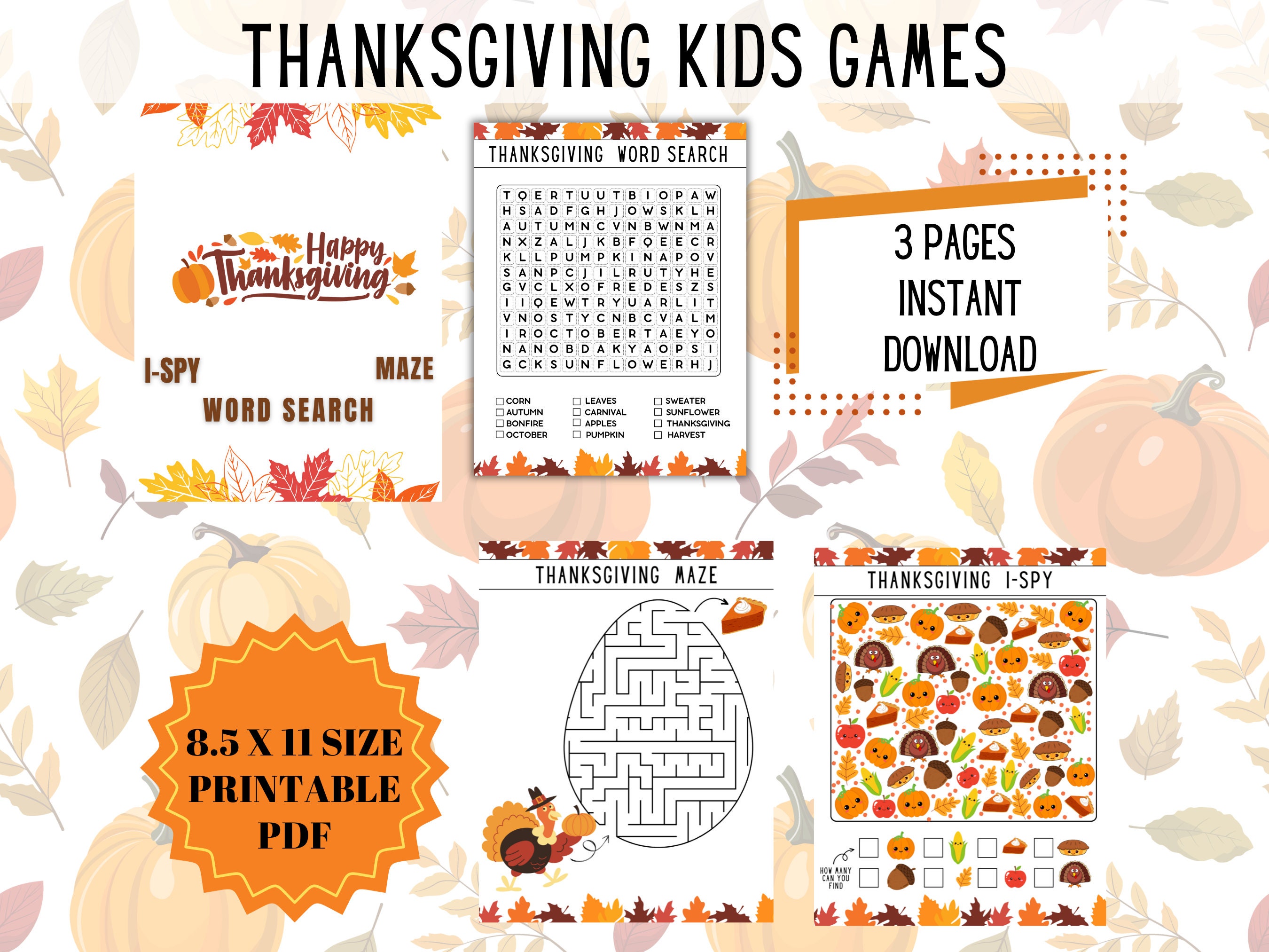 Printable Thanksgiving Activities Thanksgiving Games Kids Thanksgiving ...