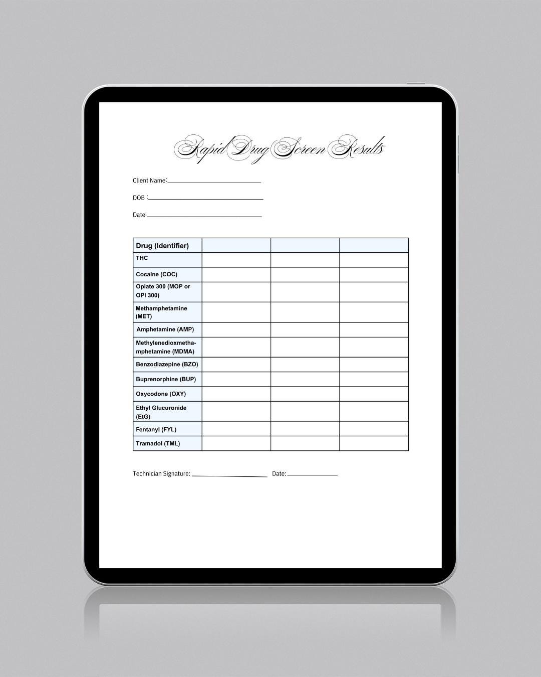 Rapid Drug Testing Results Template | Instant Download | Printable Drug ...