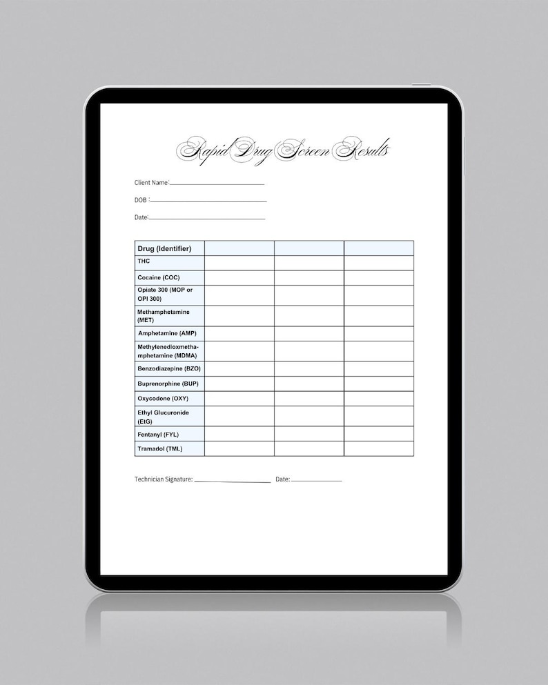 Rapid Drug Testing Results Template | Instant Download | Printable Drug ...