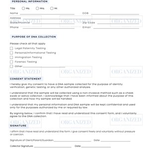 DNA Testing Consent Form | Canva Template | Instant Download | Client ...