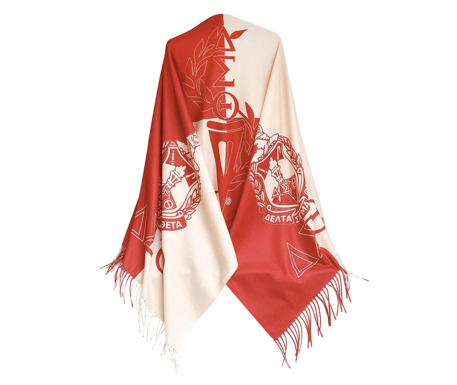 Delta Sigma Theta Sorority Red Cream Block Fashion Shawl Scarf - Etsy