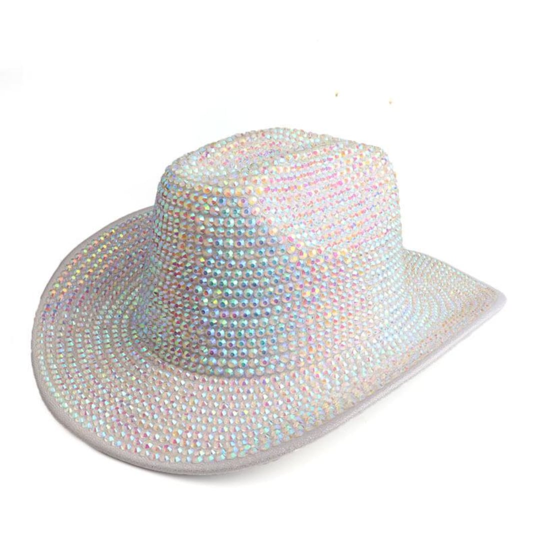 Exaggerated Shiny Colorful Rhinestone Wide Eaves Fedora Hat - Etsy